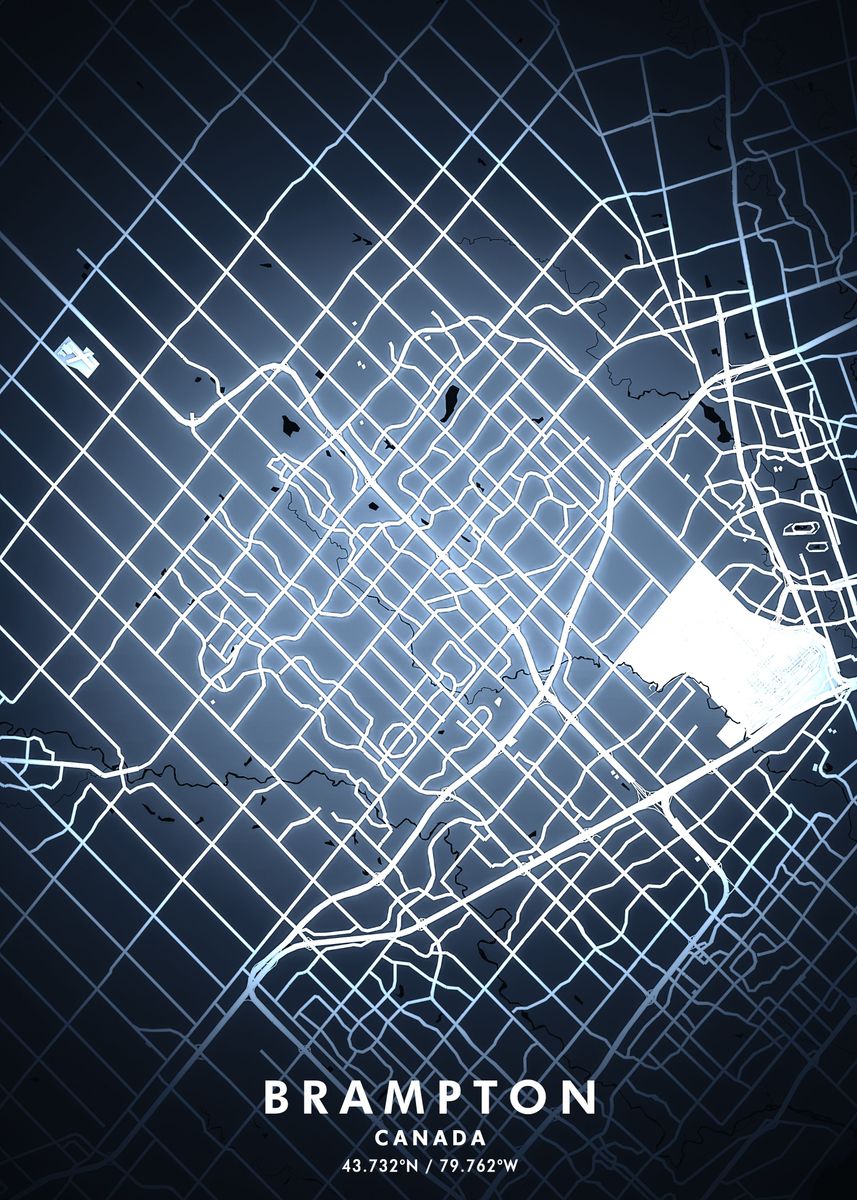 'Brampton Map Posters' Poster by Merah Djoeang | Displate