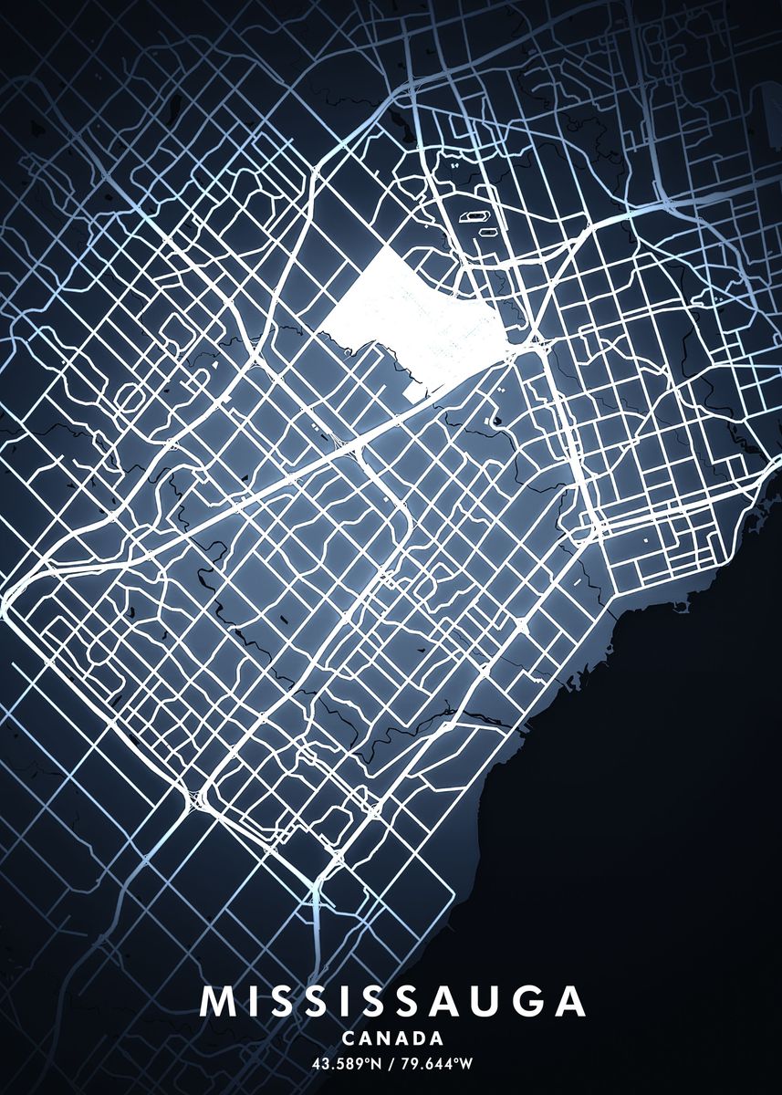 'Mississauga Map Posters' Poster, picture, metal print, paint by Merah ...