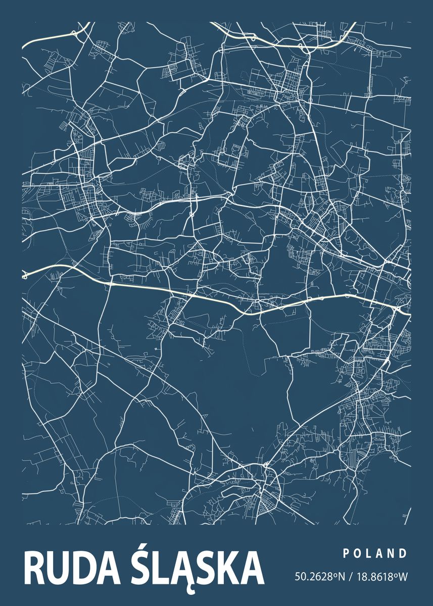 'Ruda slaska Blueprint Stre' Poster, picture, metal print, paint by ...