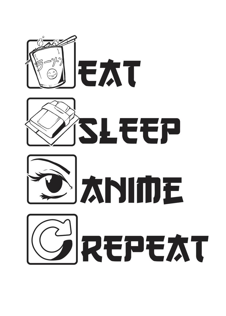'Eat Sleep Anime' Poster, picture, metal print, paint by StonerPlates ...