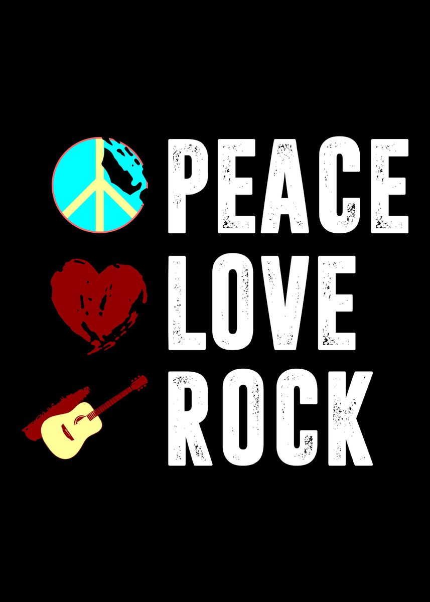 'Peace Love Rock' Poster, picture, metal print, paint by John DonJoe ...
