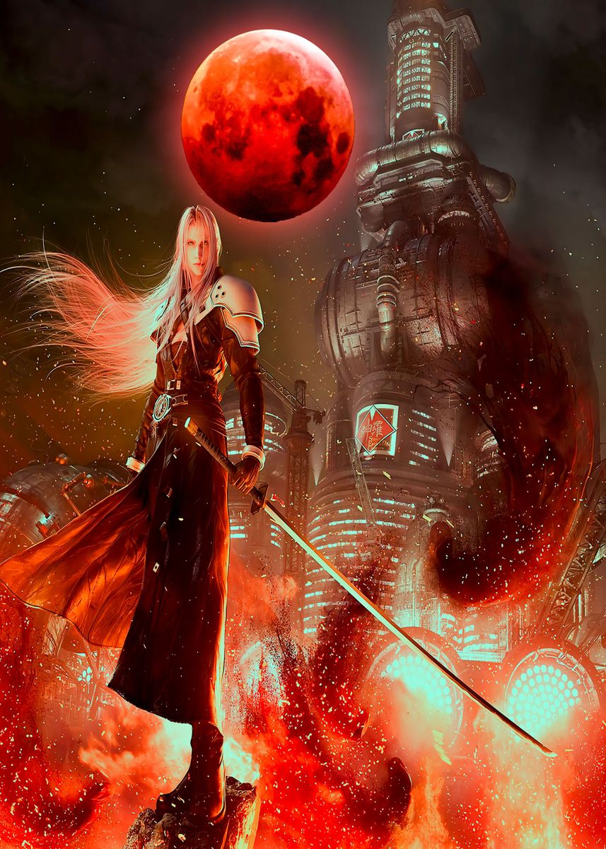 'Final Fantasy Gaming Moon' Poster, picture, metal print, paint by Jeff ...