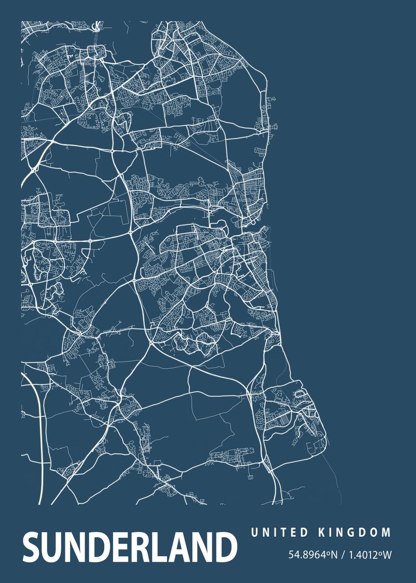 'Sunderland Blueprint' Poster, picture, metal print, paint by Tien ...