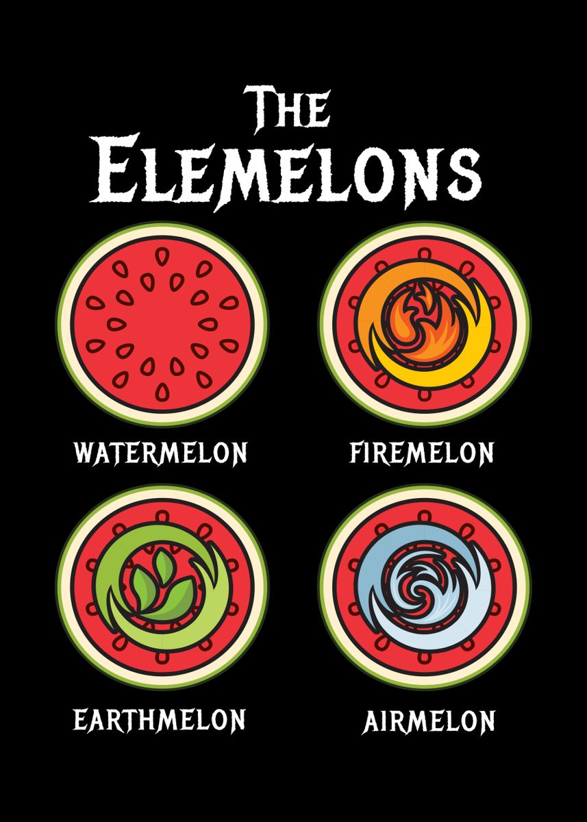 'The Elemelons Watermelon' Poster, picture, metal print, paint by Mooon | Displate