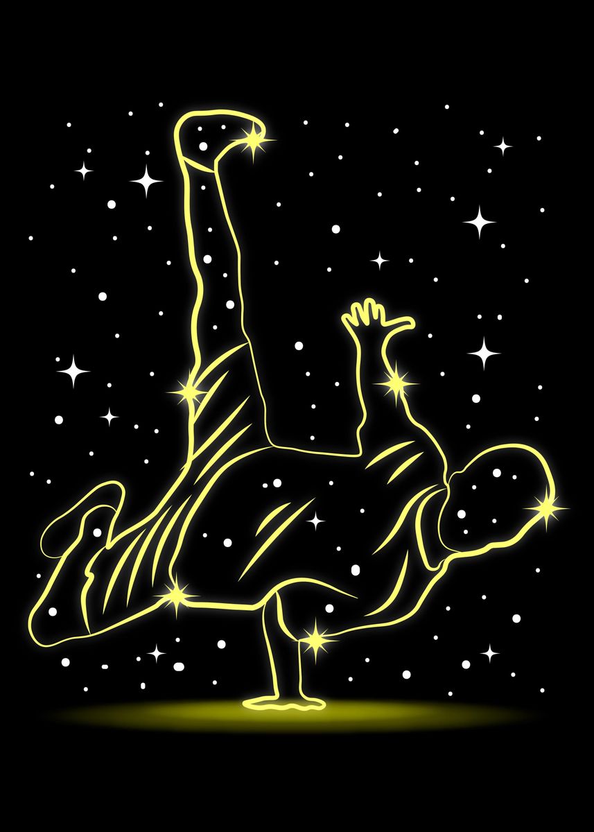 'Breakdance Hip Hop Space' Poster, picture, metal print, paint by ...