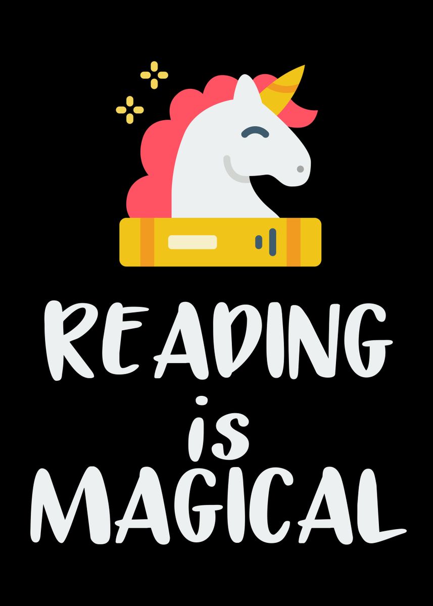 'Unicorn Reading Is' Poster, picture, metal print, paint by SCHNUandME ...