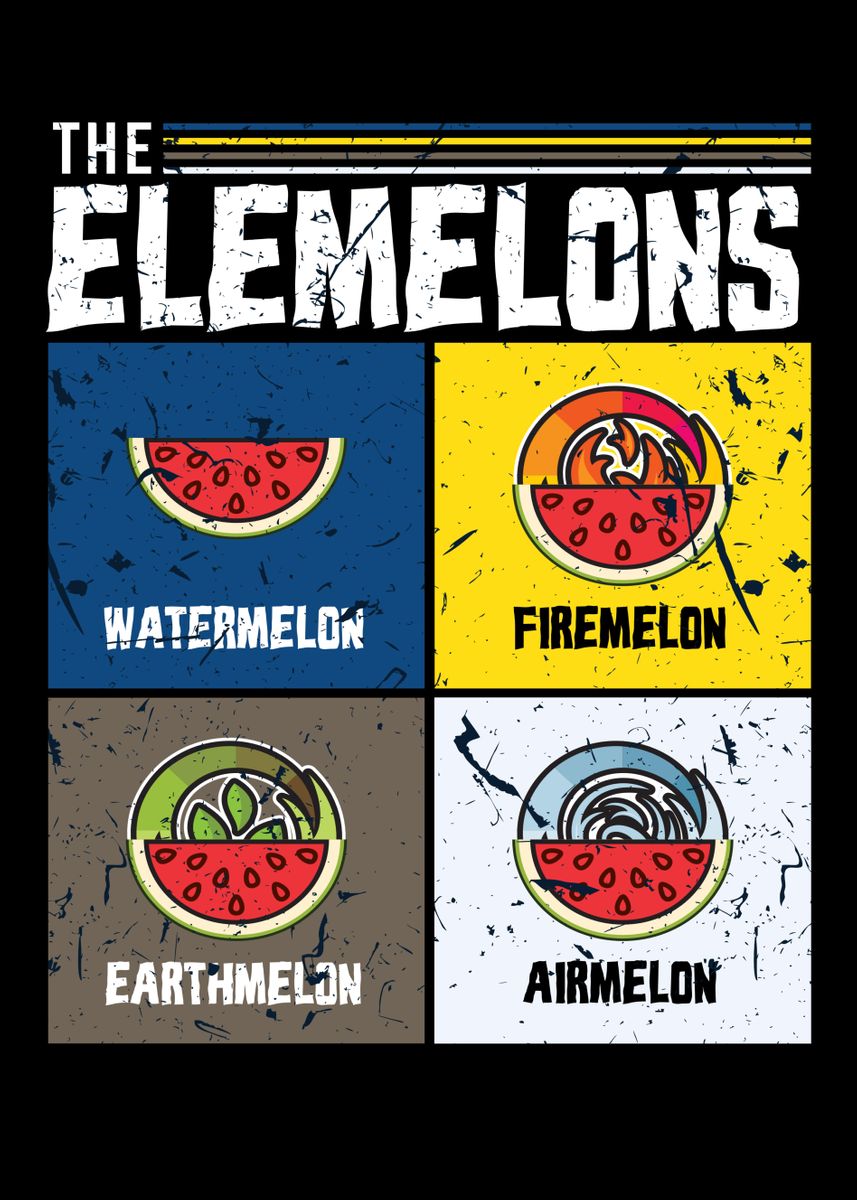 'The Elemelons Watermelon' Poster, picture, metal print, paint by Mooon | Displate