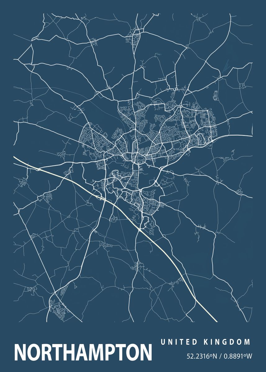 'Northampton Blueprint' Poster, picture, metal print, paint by Tien ...