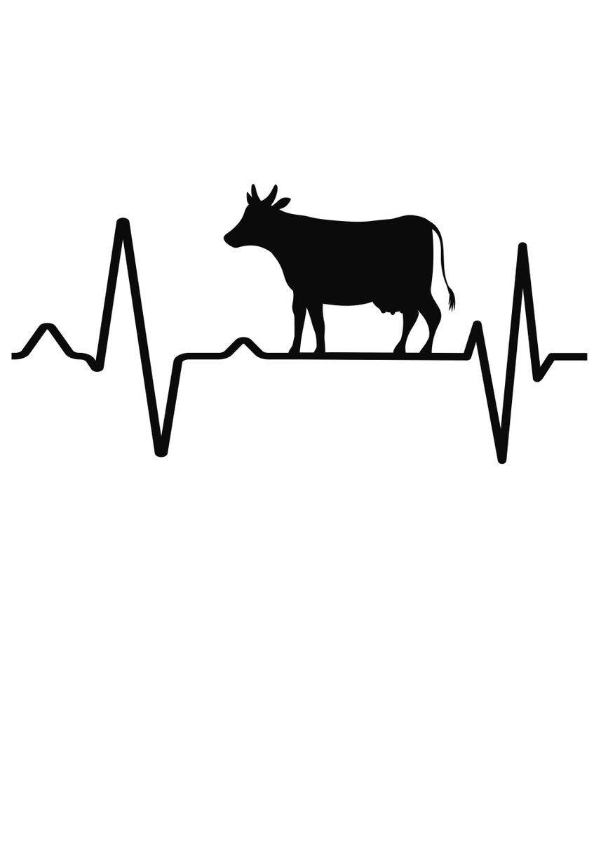 'Cow heartbeat' Poster, picture, metal print, paint by Foxxy Merch ...