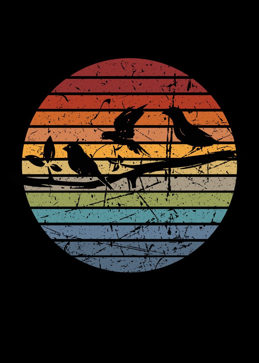 'Bird Watching Retro' Poster, picture, metal print, paint by Shiva121 ...