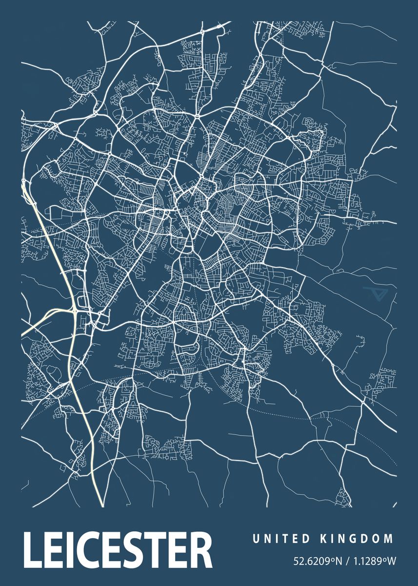 'Leicester Blueprint Street' Poster, picture, metal print, paint by ...