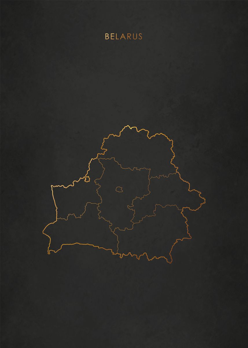 'Gold Belarus Map' Poster, picture, metal print, paint by aio | Displate