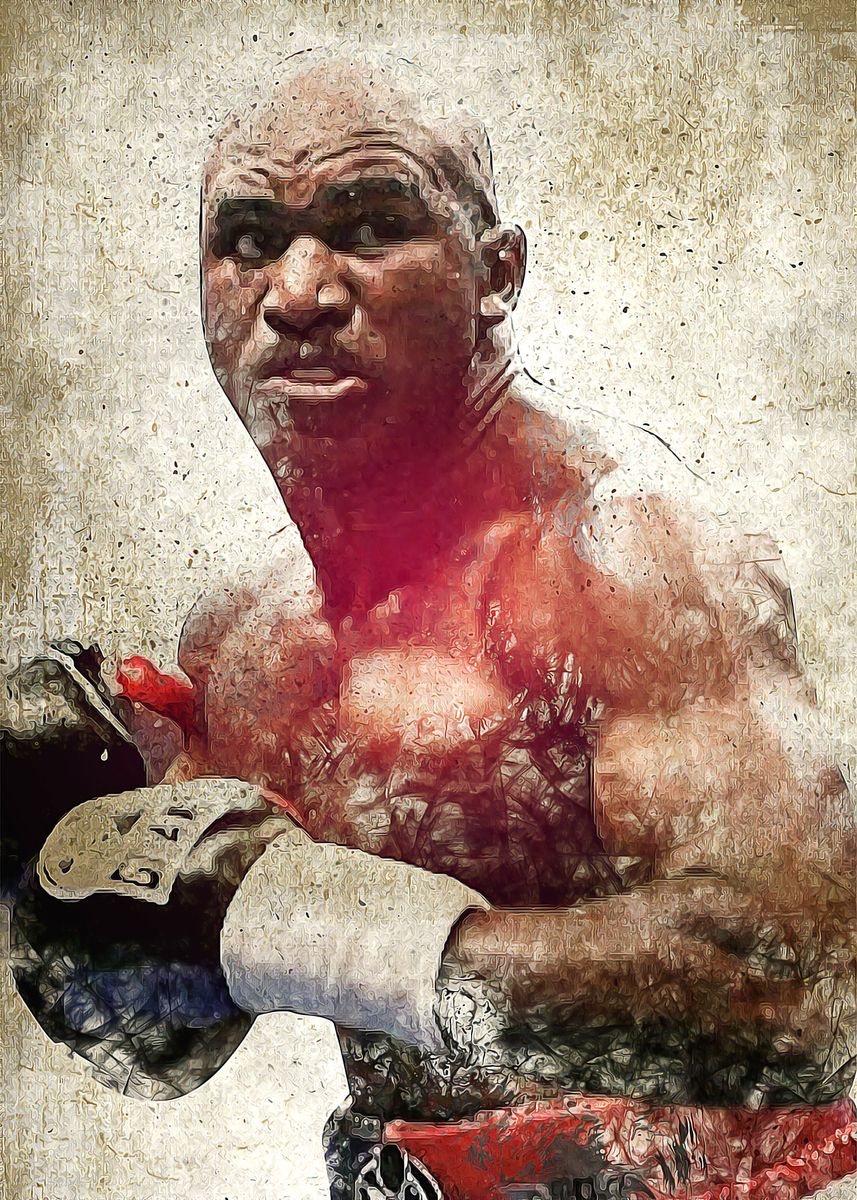 'Evander Holyfield' Poster, picture, metal print, paint by Defi Saul ...