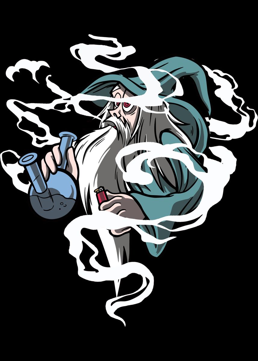 'bong smoking wizard ' Poster, picture, metal print, paint by Pirmin ...