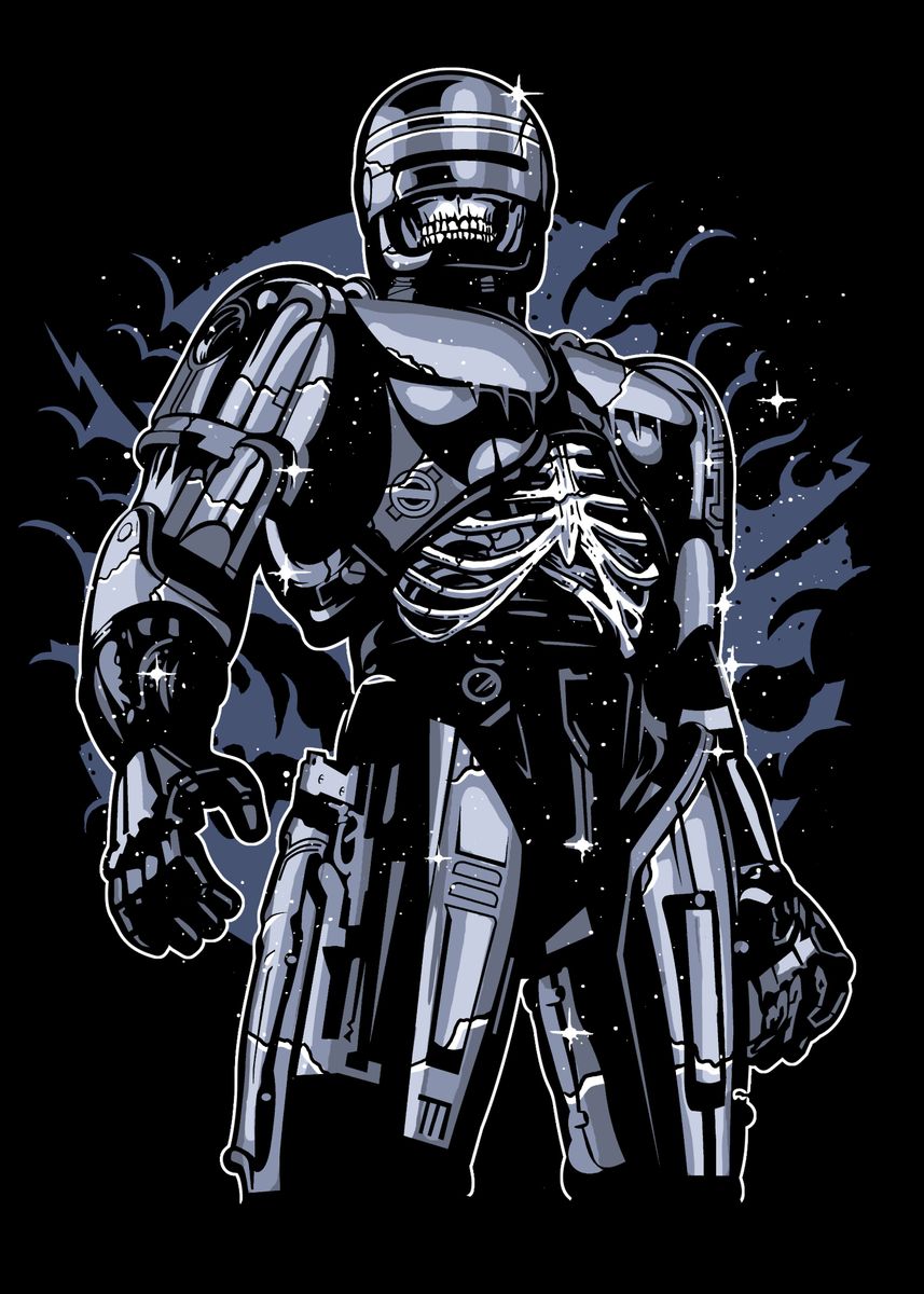 'Roboskull' Poster, picture, metal print, paint by Geschenkelaune ...