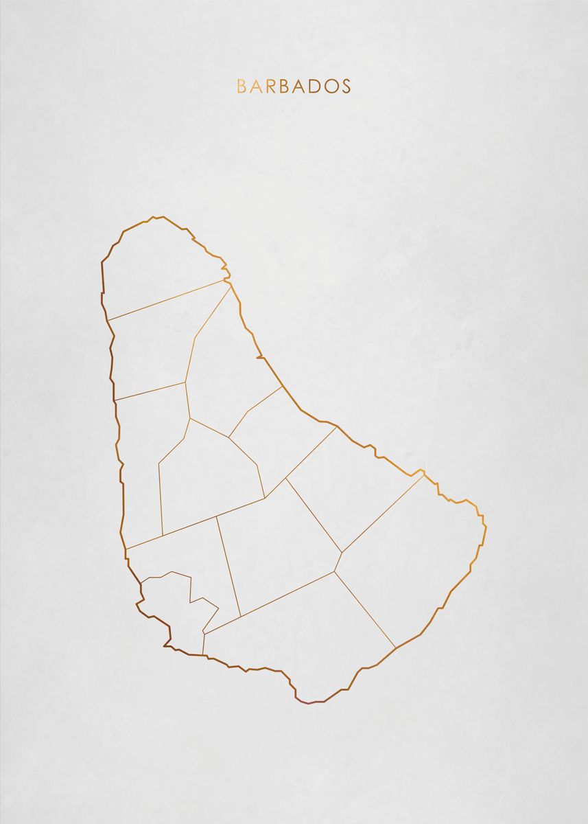 'Gold Barbados Map' Poster, picture, metal print, paint by aio | Displate