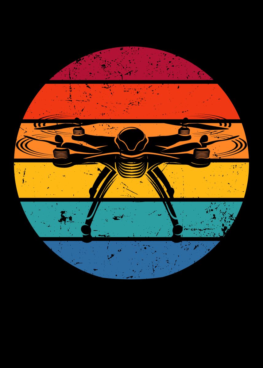 'Retro Drone Pilot Gift' Poster, picture, metal print, paint by Foxxy ...