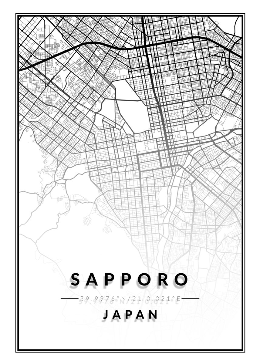 'Sapporo Map' Poster, picture, metal print, paint by Nicolas Wauters ...