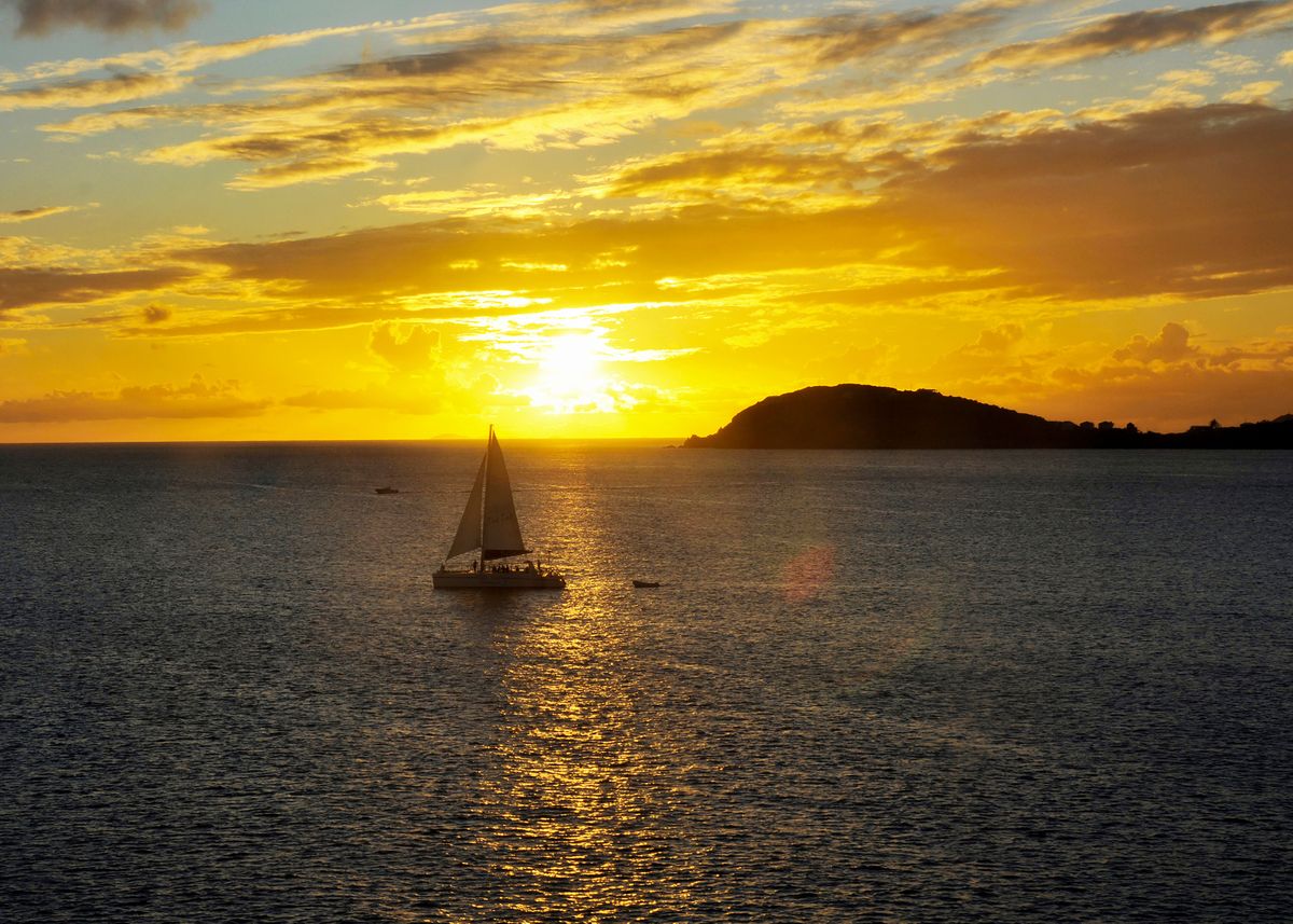 'sunset sail away USVI' Poster by J Erick Ramos | Displate