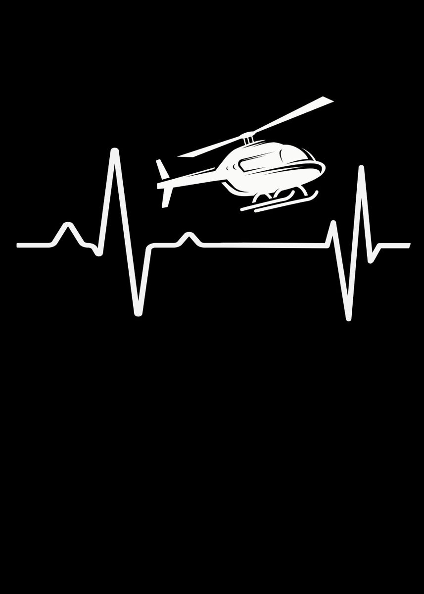 'Helicopter Heartbeat Pilot' Poster, picture, metal print, paint by ...