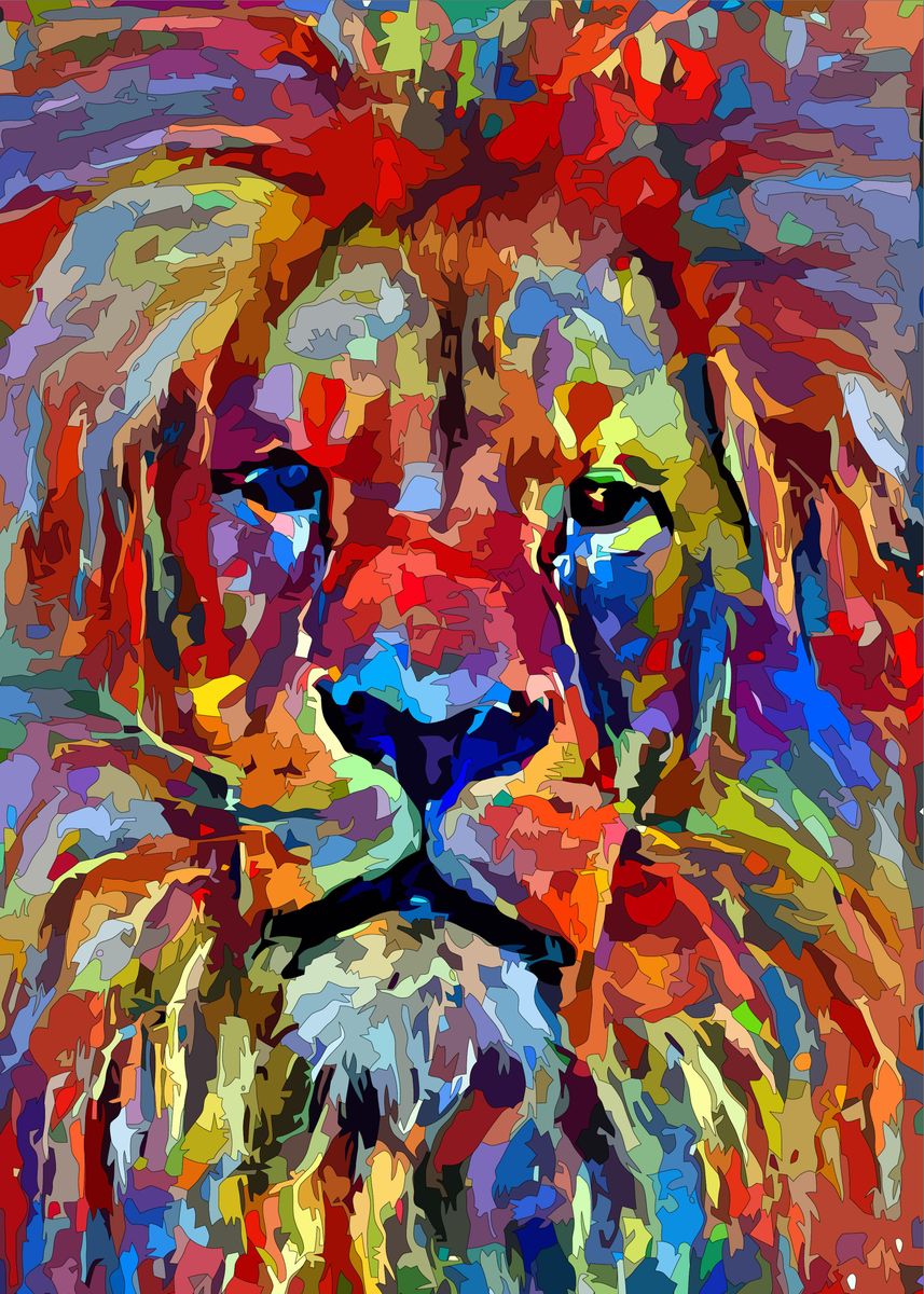 'Lion Face' Poster, picture, metal print, paint by MasterHead | Displate