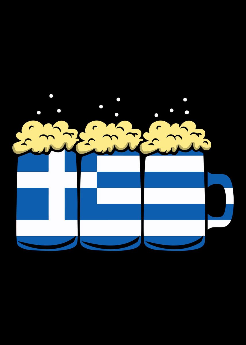 'Greece Flag Country Beer' Poster, picture, metal print, paint by ...