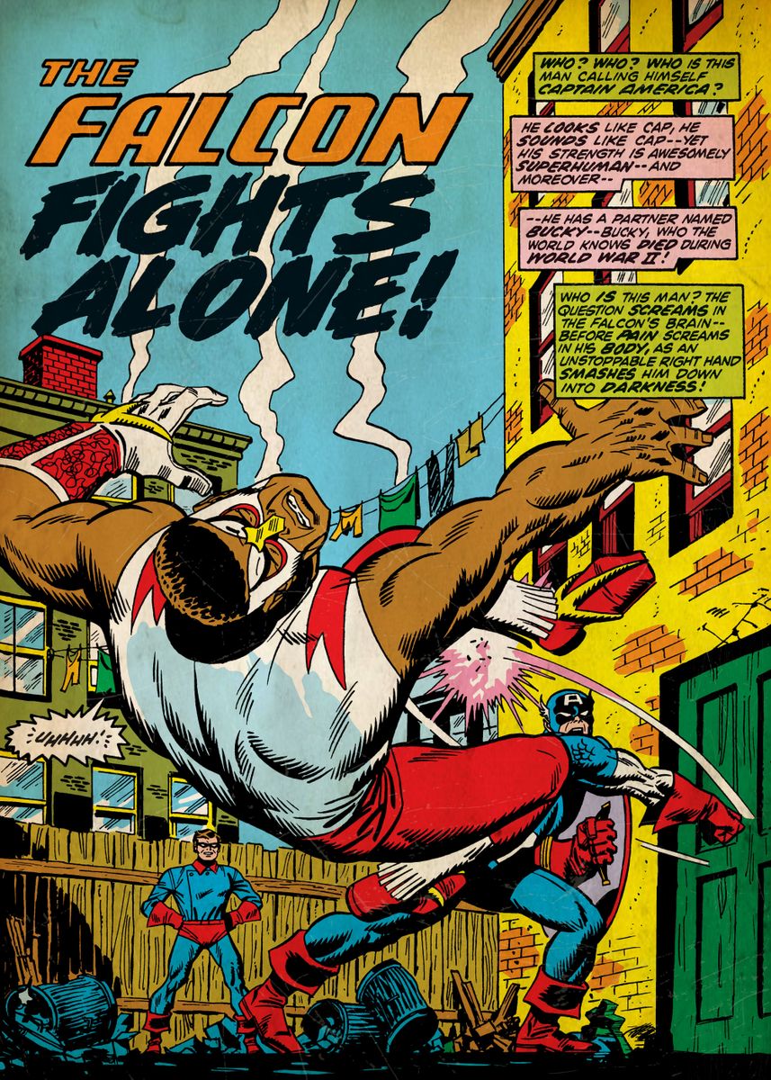 'Falcon fights alone' Poster, picture, metal print, paint by Marvel ...