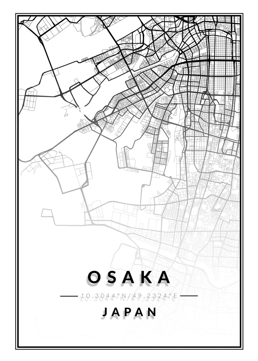 'Osaka map' Poster, picture, metal print, paint by Nicolas Wauters ...