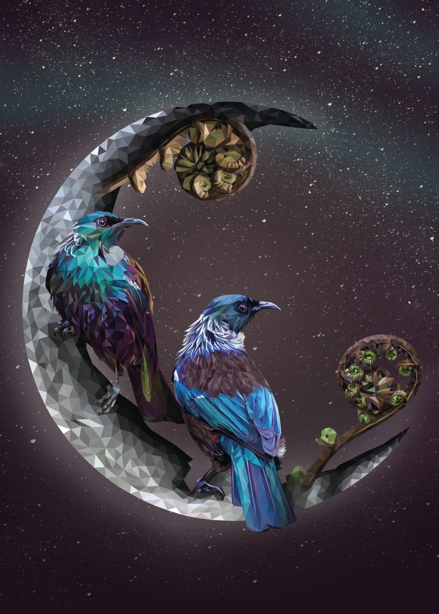 'Tui' Poster, picture, metal print, paint by Verena Tapper | Displate