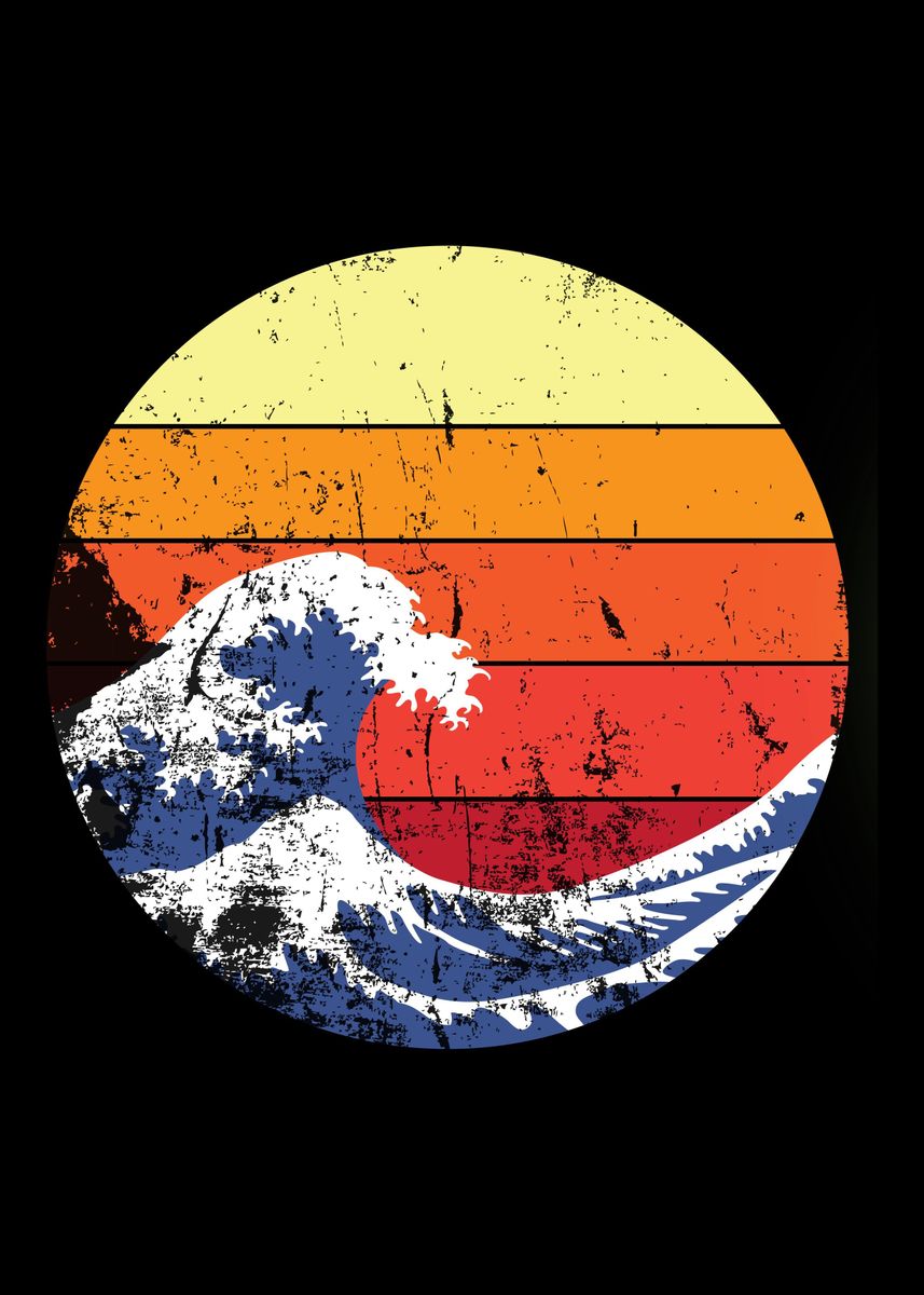 'Retro Vintage Wave' Poster, picture, metal print, paint by O G | Displate