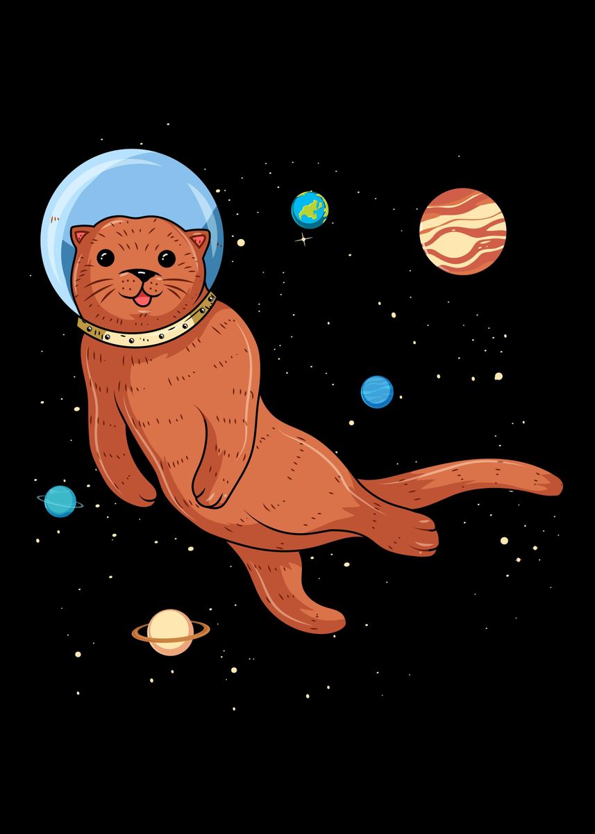 'An Otter In Space' Poster, picture, metal print, paint by ...