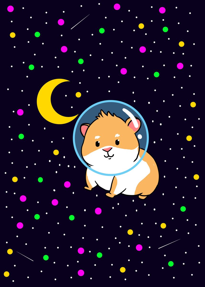 'Guinea Pig In Space' Poster, picture, metal print, paint by ...