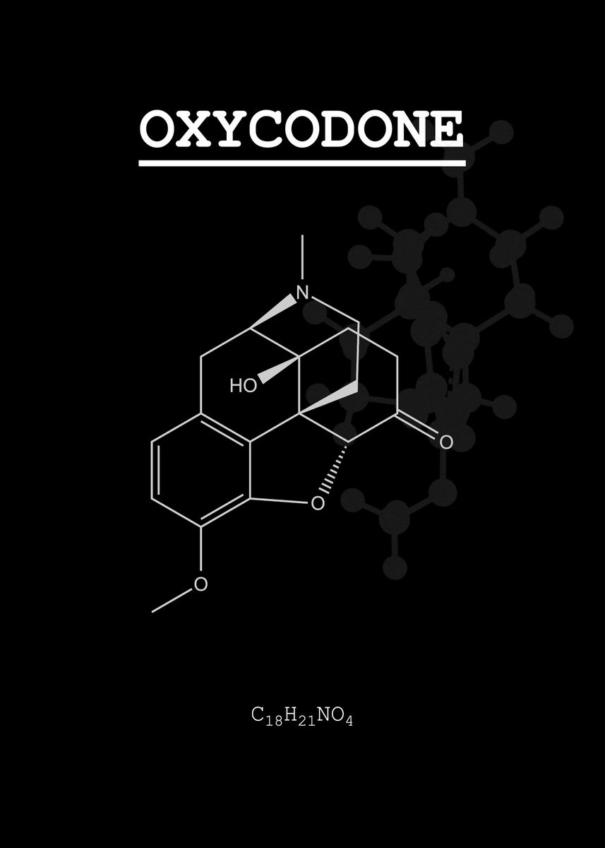 'Oxycodone' Poster, picture, metal print, paint by ChemECool | Displate