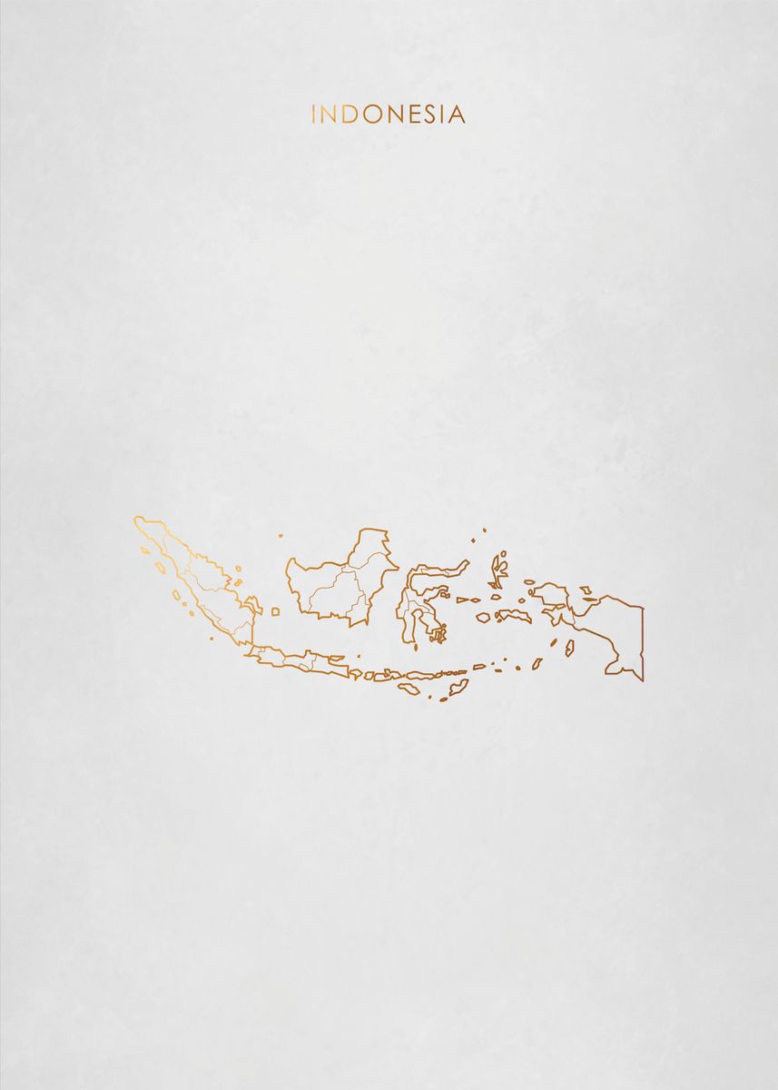 'Gold Indonesia Map' Poster, picture, metal print, paint by aio | Displate
