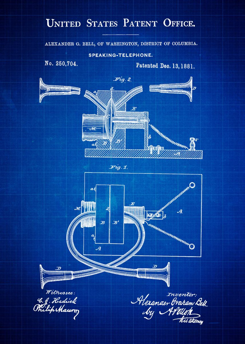 ' Alexander Bell Telephone' Poster, picture, metal print, paint by ...