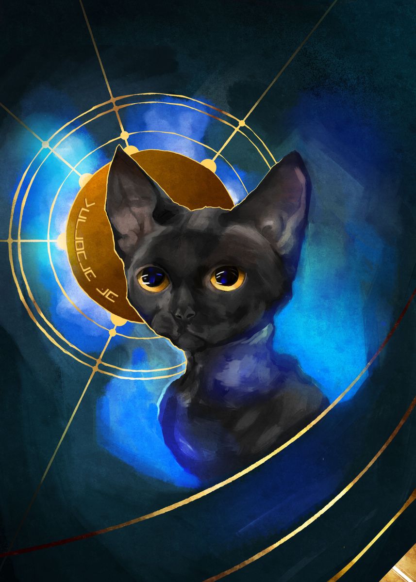 'Midnight Cat' Poster, picture, metal print, paint by Hadi Essam Yahia ...