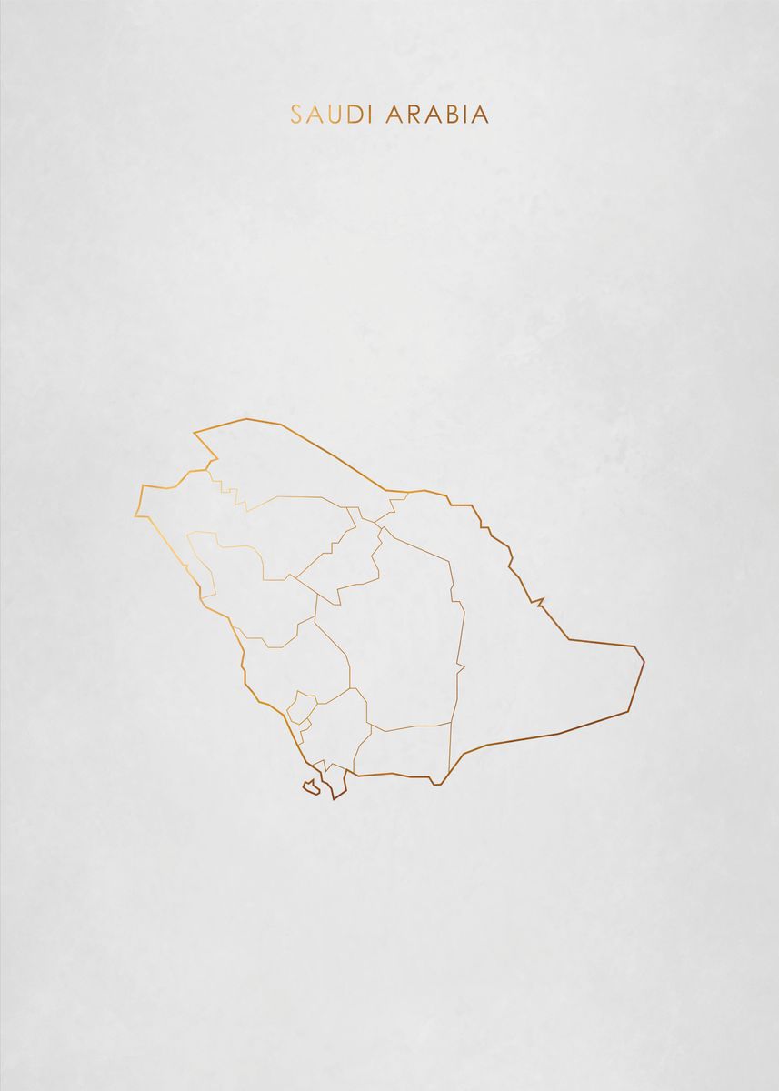 'Gold Saudi Arabia Map' Poster, picture, metal print, paint by aio ...