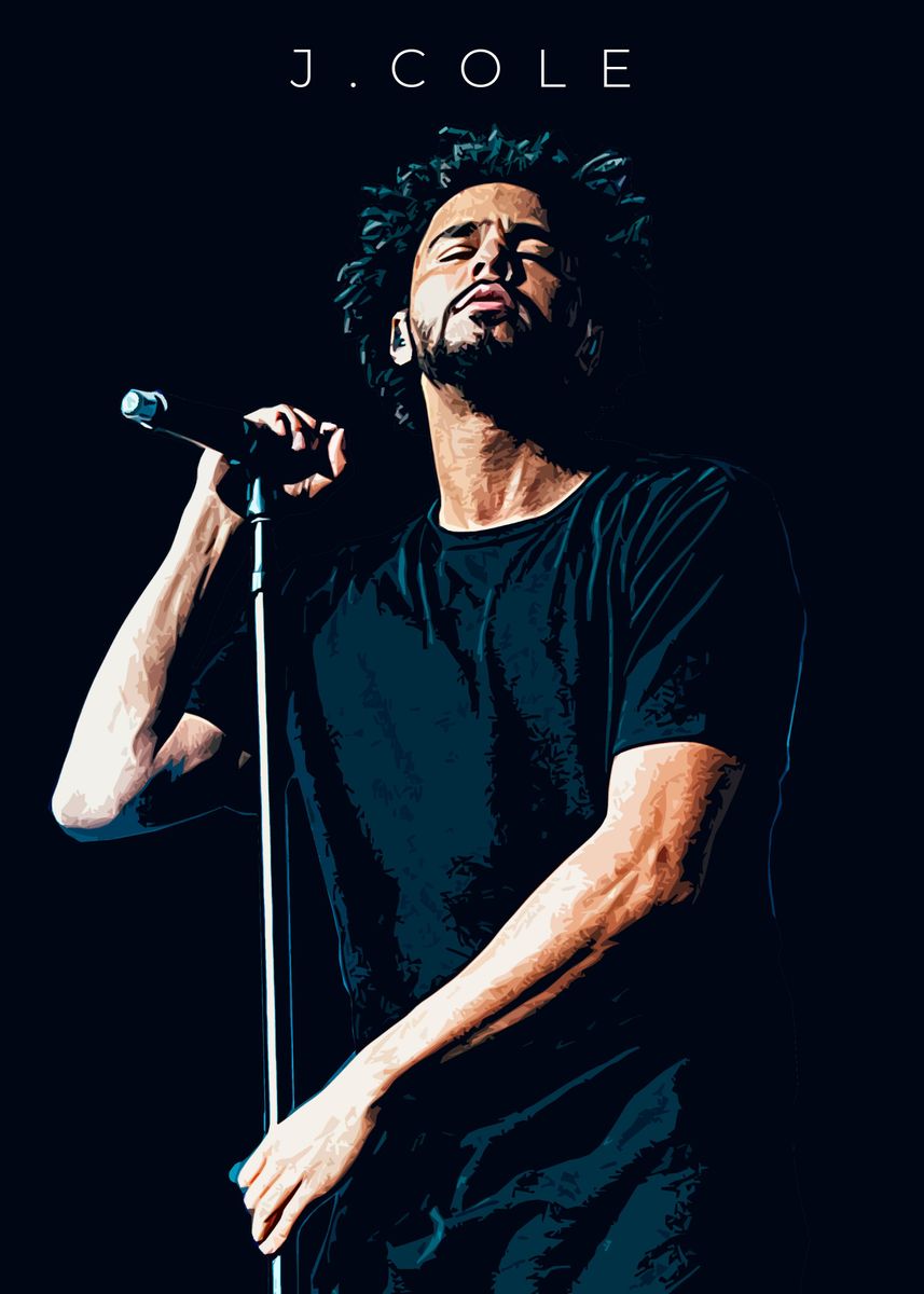 'J Cole Rapper Hip Hop' Poster, picture, metal print, paint by XmeShop ...
