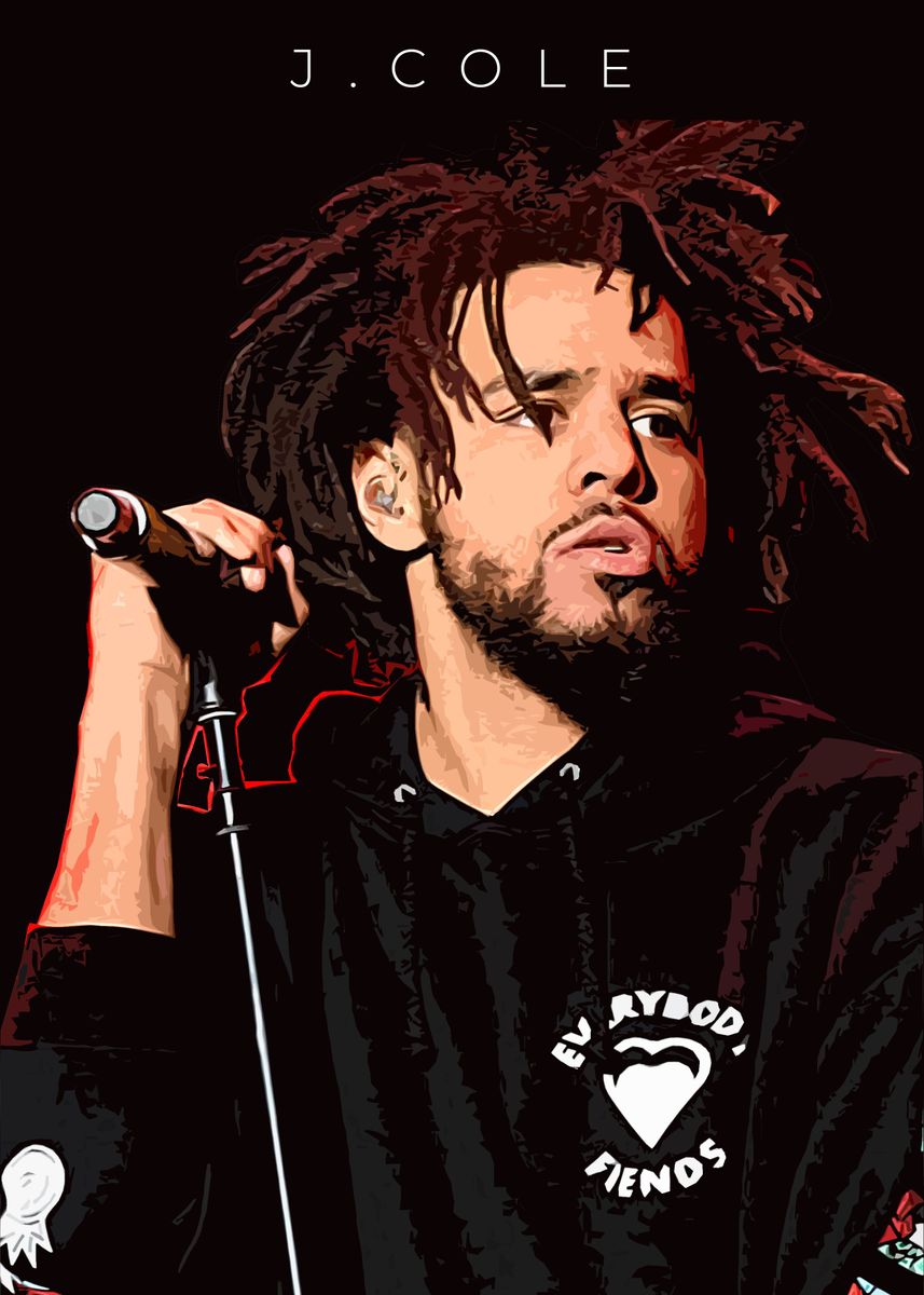 'J Cole Rapper Hip Hop' Poster, picture, metal print, paint by XmeShop ...