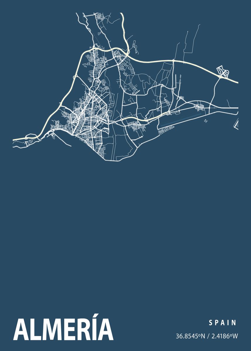 'Almeria Blueprint Street M' Poster by Tien Stencil | Displate