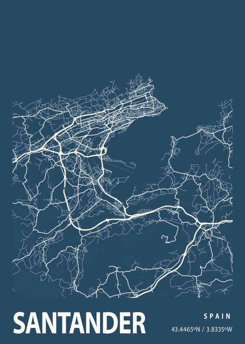 'Santander Blueprint Street' Poster by Tien Stencil | Displate