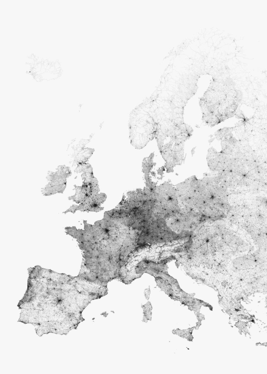 'Roads of Europe Map' Poster, picture, metal print, paint by ...