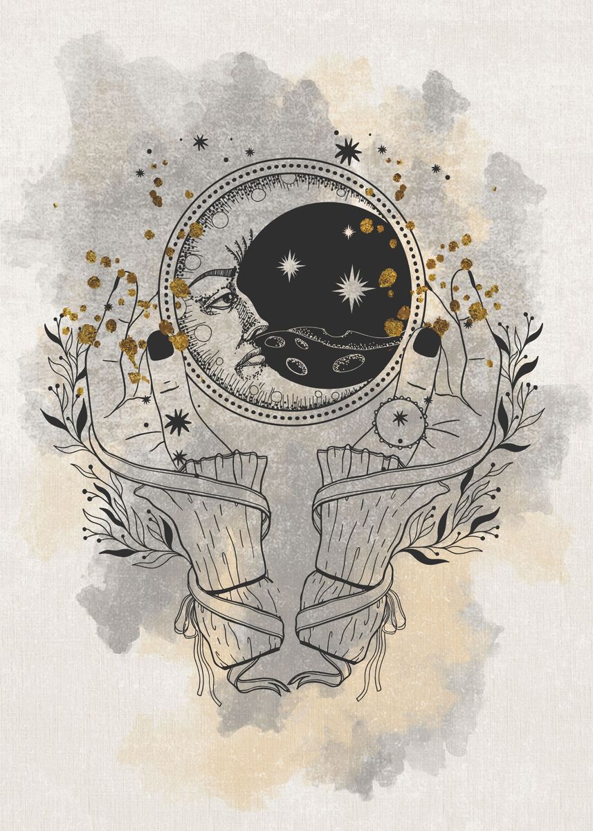 'Moon Blessing' Poster, picture, metal print, paint by AndrejZT | Displate