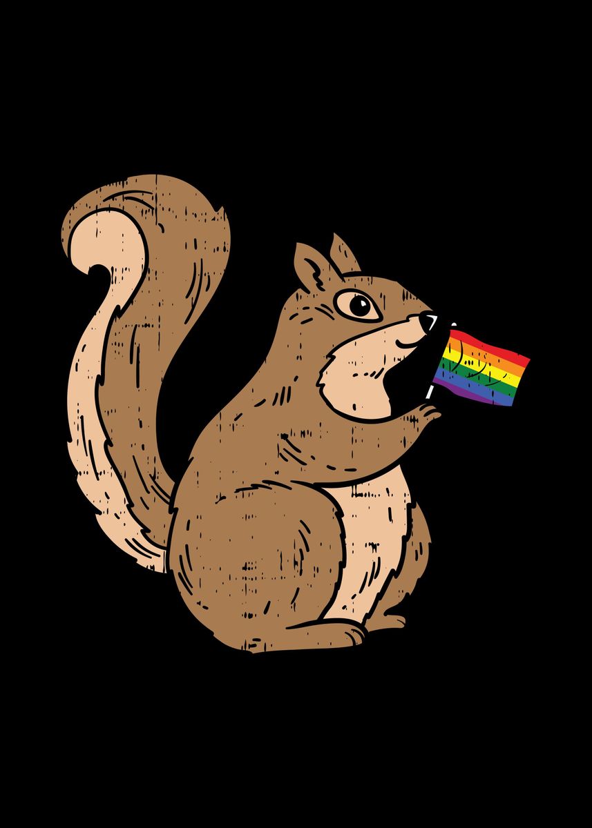 'Squirrel Rainbow Flag' Poster, picture, metal print, paint by ...