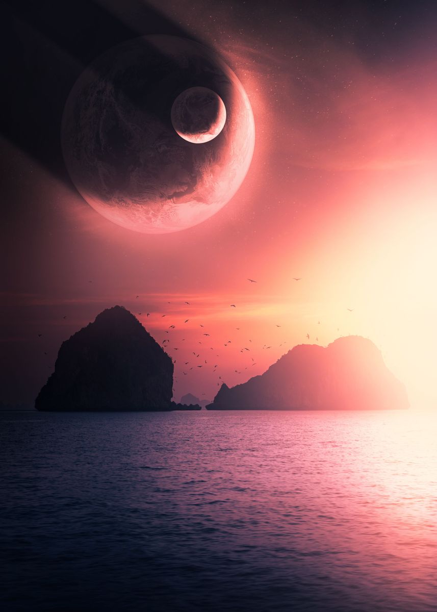 'Planet collision' Poster, picture, metal print, paint by Edgars Zunda ...