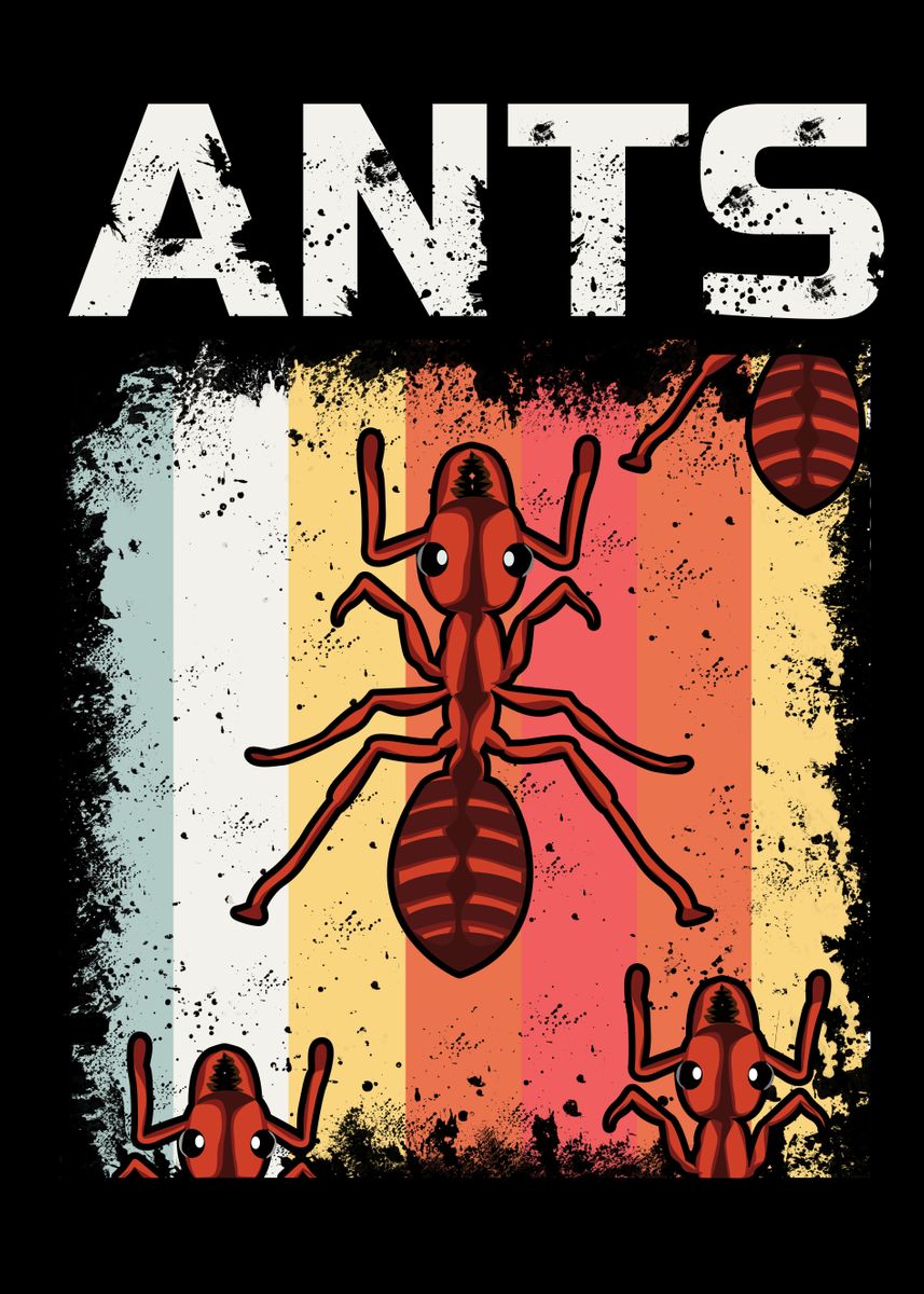 'Ants Retro' Poster, picture, metal print, paint by ShirTom | Displate