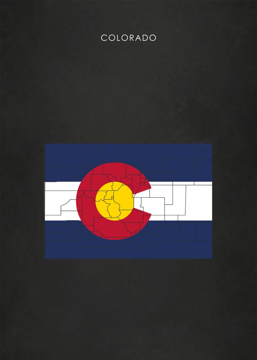 'Colorado Flag Map' Poster, picture, metal print, paint by aio | Displate