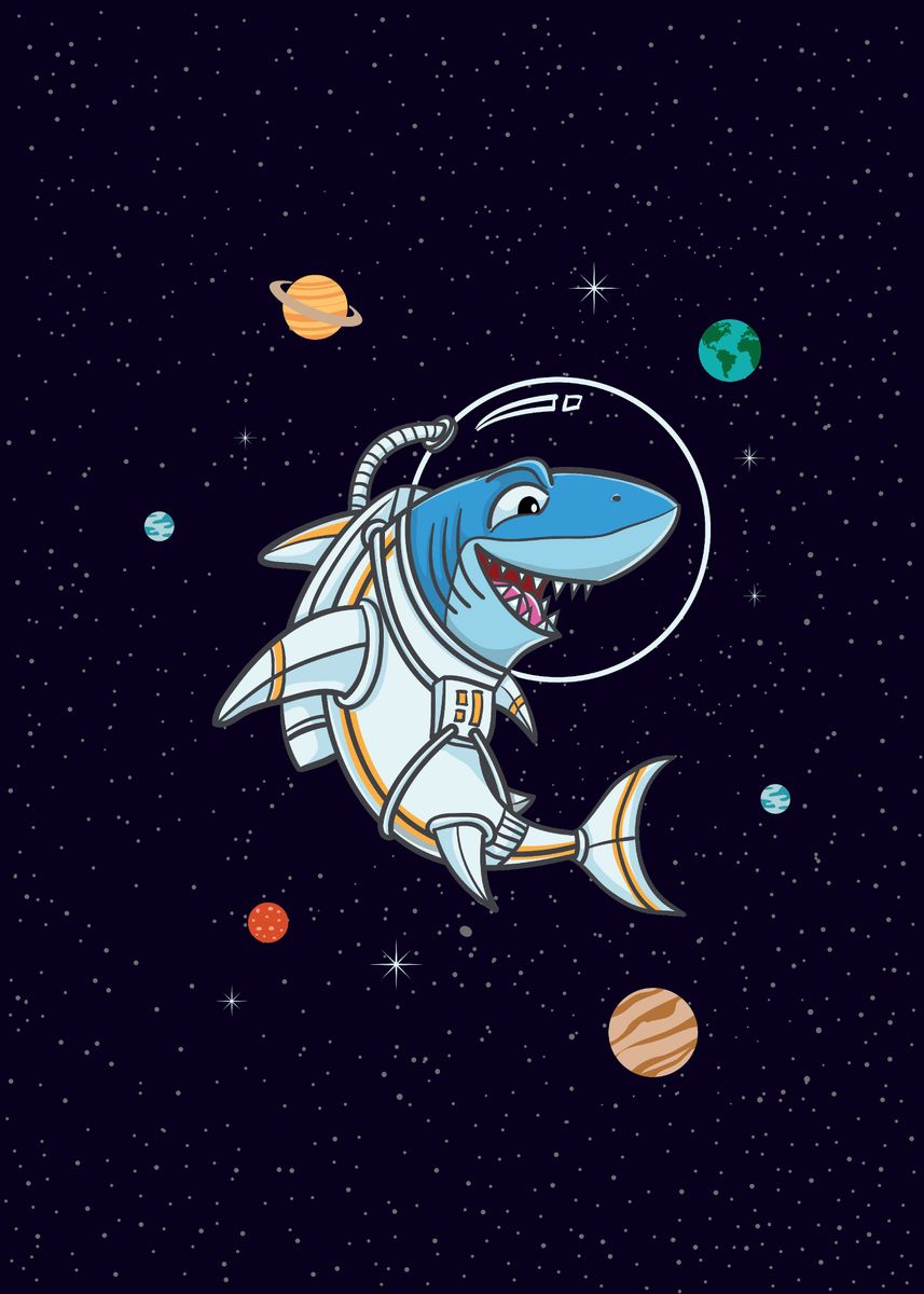 'Shark In Space' Poster, picture, metal print, paint by queerappear ...