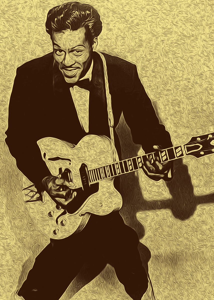 'Chuck Berry Vintage 07' Poster, picture, metal print, paint by Oizy ...