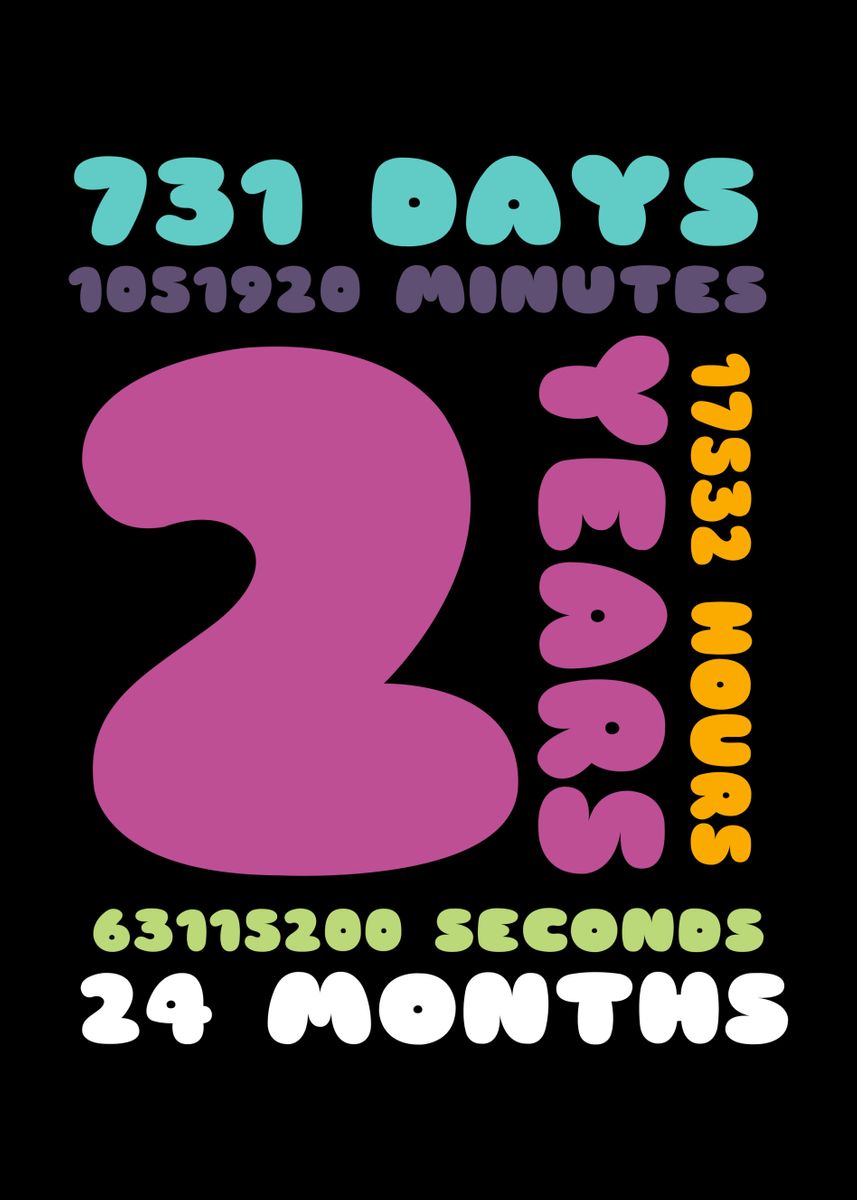 '2 Years Birthday Gift ' Poster, picture, metal print, paint by Mooon ...